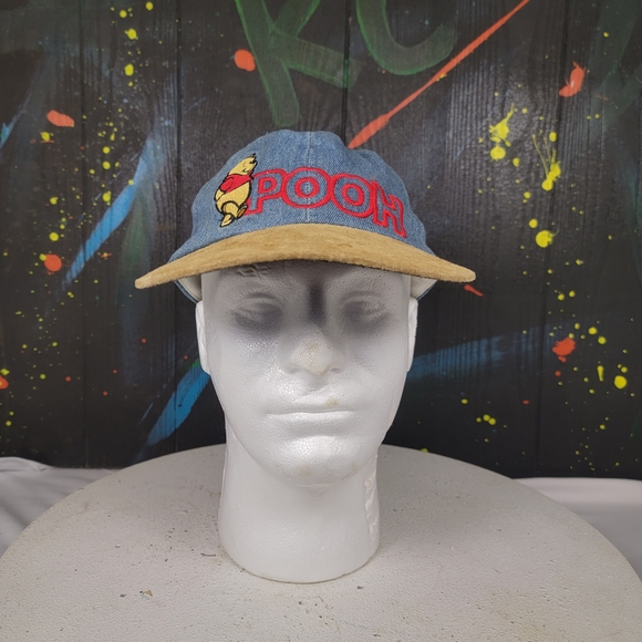 Disney | Accessories | Vintage Denim Winnie The Pooh Cap With Tan Brim ...